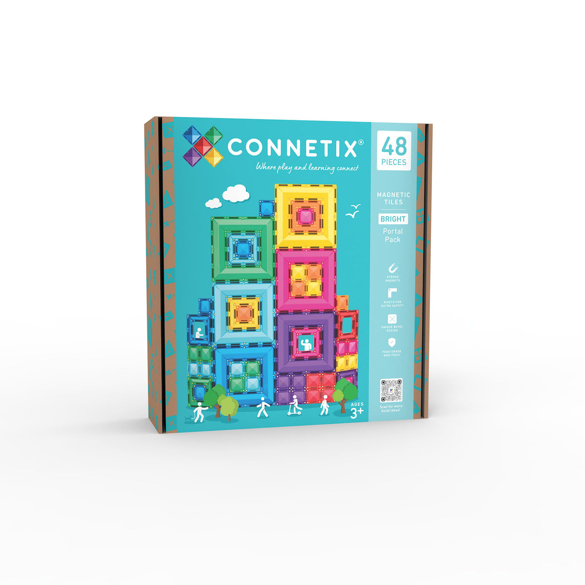 Connetix Magnetic Tiles Bright Portal Pack 48 pc – Little Junior Co